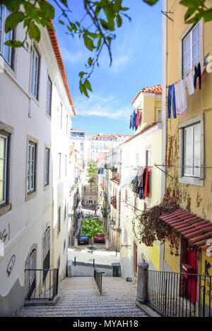 alley in high barrio in Lisbon, Portugal Stock Photo - Alamy