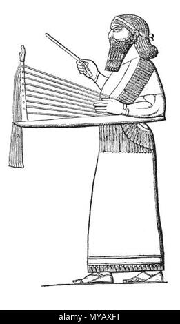 . English: Assyrian horizontal angular harp from Nimrud . 14 August ...