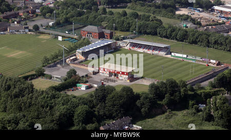 aerial view of Batley Rugby League ground near Dewsbury, West Yorkshire ...
