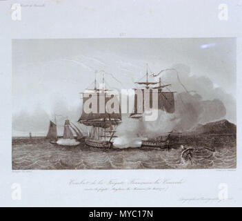 . English: Battle between the french frigate Concorde and the English ...