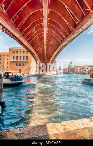 VENICE, ITALY - APRIL, 2018: Constitution Bridge over the Grand Canal ...