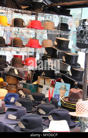 A Hat Stall In Old Spitalfields Sunday Market, London, England Stock ...