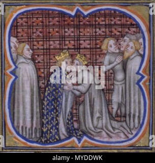 . English: Edward I of England doing homage to Philip the Fair (1286 ...