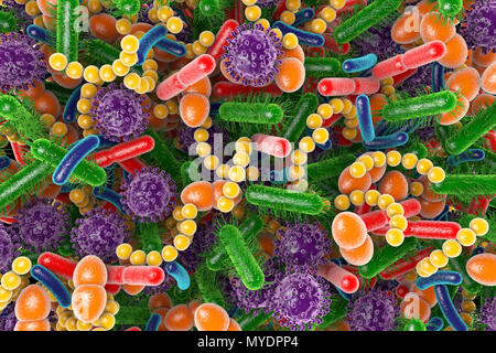Human microbiome, conceptual illustration. Bacteria forming a human ...
