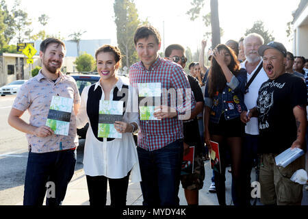 Alyssa Milano, Jackson Lanzing, Colin Kelly 103 at her book signing for 'The Hacktivist Vol.2 at ...
