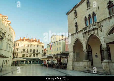 Split Old Town Main Square, Croatia. The far end is part of Diocletian ...