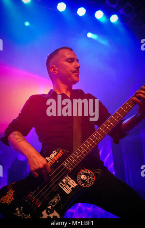 Kaspar Boye Larsen of Volbeat performs at the Allstate Arena on Friday ...