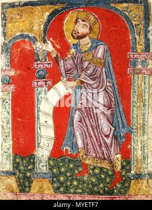 . English: The biblical king David as depicted on a miniature from the ...