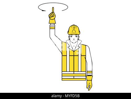 vector design of signalman gesture instruction danger emergency stop ...