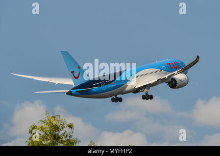 Tui Boeing 787-8 Dreamliner taking off at Birmingham Airport, UK (G ...