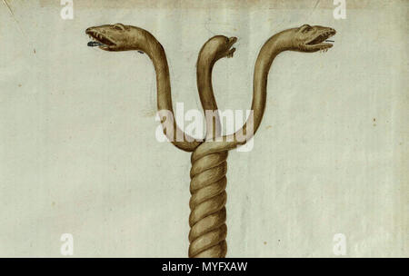 . English: Detail : the three serpent heads. The Serpent Column in ...