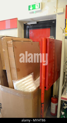 Blocked fire exit Fire Exit keep clear Obstruction and obstructed Stock ...