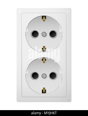 Twin electrical socket Type F. Power plug vector illustration ...