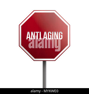 anti aging - red sign isolated on white background Stock Photo - Alamy
