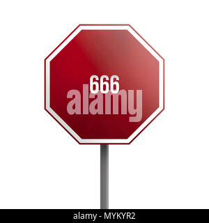 666 - red sign isolated on white background Stock Photo - Alamy