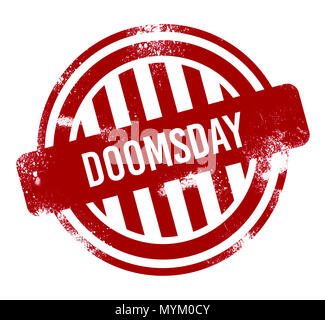 doomsday - red grunge button, stamp Stock Photo - Alamy