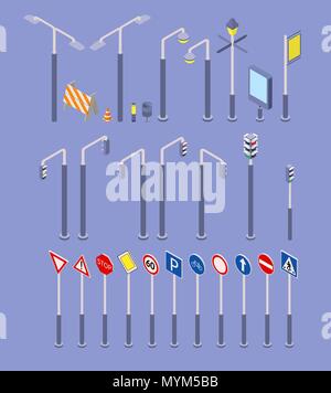 Road signs isometric set street object Stock Vector Image & Art - Alamy