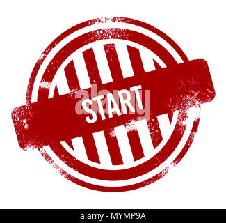 Start - red grunge button, stamp Stock Photo - Alamy