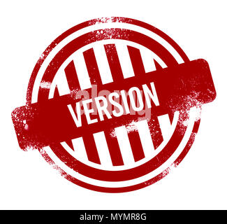 version - red grunge button, stamp Stock Photo - Alamy