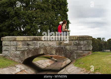 A Roman voussoir arch style bridge made of local Sydney sandstone spans ...
