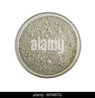Green clay powder on white background Stock Photo - Alamy