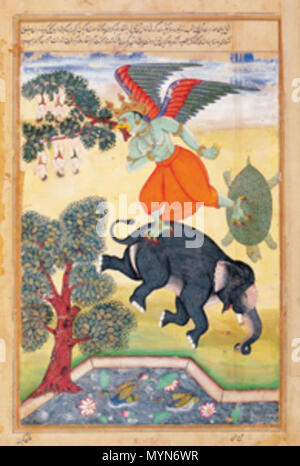 . Painting of Razmnama . Garuda , vishnu's eagle want to amrita to free ...