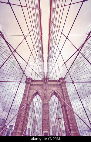 Brooklyn Bridge, color toned picture, New York City, USA Stock Photo ...