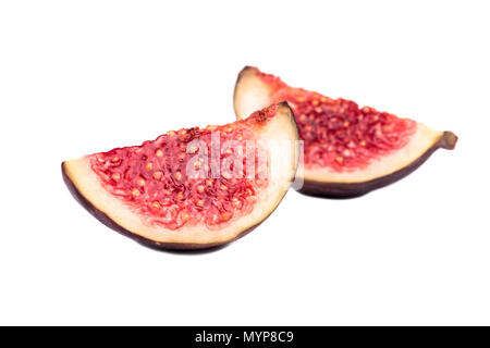Two green purple figs two slices isolated on white background ripe ...