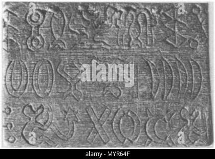 . One of 26 rongorongo tablets that may be authentic. prehistoric ...