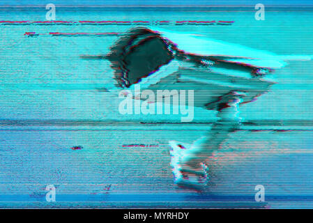 Digital glitch effect on cctv surveillance security camera image Stock ...