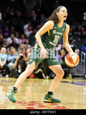 Seattle Storm guard Sue Bird (10) sets up a play during the second half ...