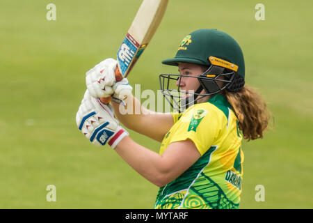 London, UK. 7 June, 2018. Hannah Jones celebrates after taking the ...