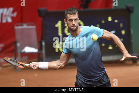 Serbian tennis player LASLO DERE is seen during the final match of the ...