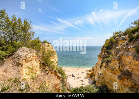 Algarve Portugal: Huge rocks at the cliff beach Praia da Marinha ...