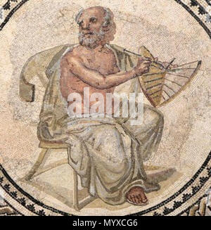 Anaximander. Ancient Roman mosaic of the pre-Socratic Greek philosopher ...