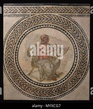 Anaximander. Ancient Roman mosaic of the pre-Socratic Greek philosopher ...