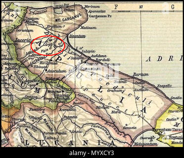 . English: Map of Apulia, cropped from old public domain map of Italy ...