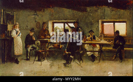 'Carousing in the Tavern' by Simon Hollósy from 1888 portrays a lively ...