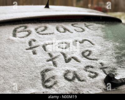 Godalming, UK. 02nd Mar, 2018. UK Weather: Snow in Godalming. Busbridge ...