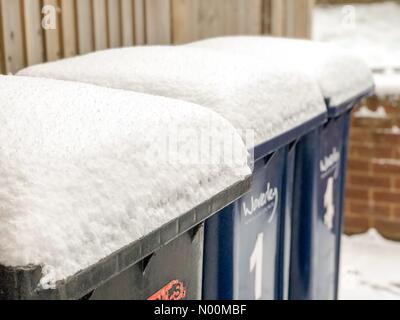 Sycamore Avenue, Godalming. 18th March 2018. Heavy snowfall across the ...