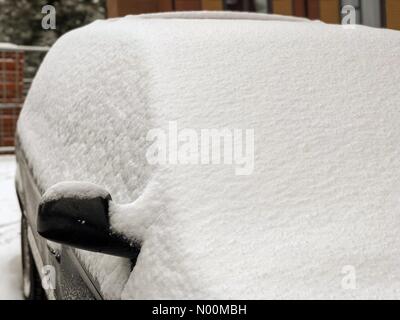 UK Weather: Snow in Godalming. Busbridge Lane, 03rd March 2018. Warming ...