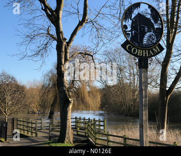 Cobham, Surrey. 23rd Dec 2019. UK Weather: Flooding in Cobham. A245 ...