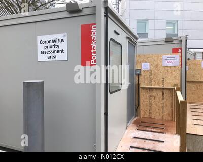 Coronavirus UK pods. Assessment pod at a hospital in England. Isolation ...