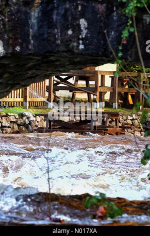 UK Weather: flood on Teign valley road after overnight rains near ...