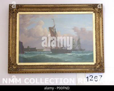 A fishing smack running into Newhaven by Richard Henry Nibbs Stock ...