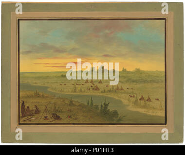 Encampment of Pawnee Indians at Sunset C15920 Stock Photo - Alamy
