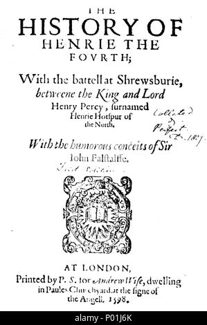 Henry IV Part I - title page - Falstaff and Prince Hal Stock Photo - Alamy