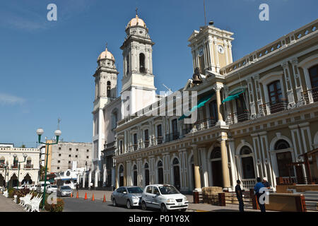 Mexico, Colima, Colima City. Cathedral and Holiday Decorations Stock ...