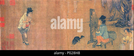 Ancient chinese Silk spinning wheel, Suzhou Silk Museum, Jiangsu, China ...