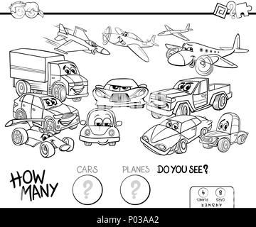 How many cars black and white game. Transportation line math addition ...